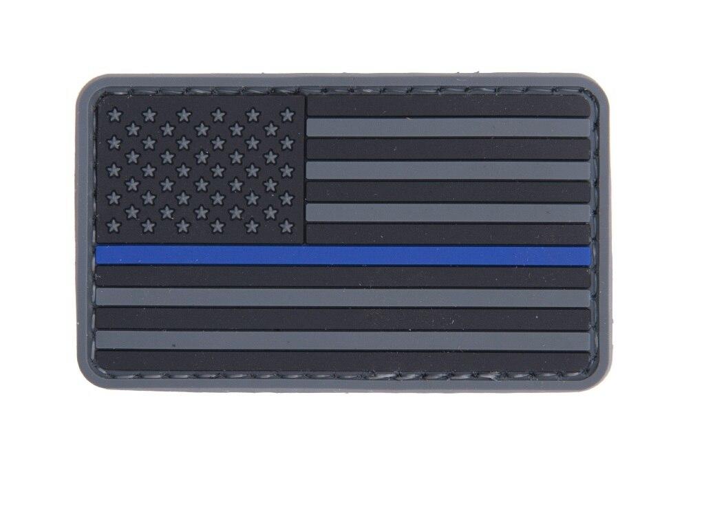 Thin Blue Line American Flag PVC Velcro Patch