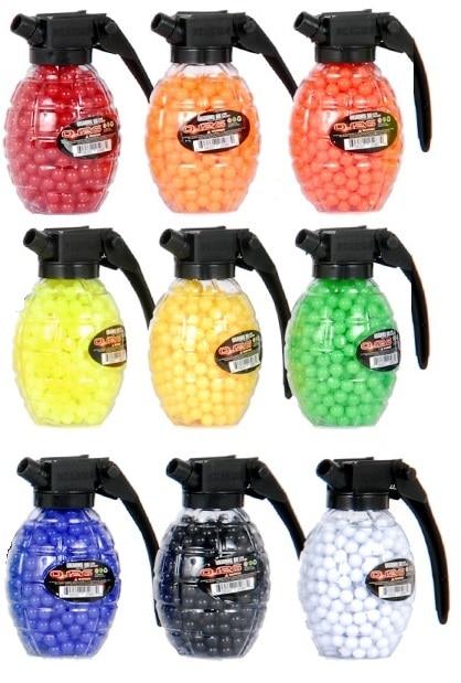 500 0.12g BBs in Plastic Grenade Bottle, Various Colors