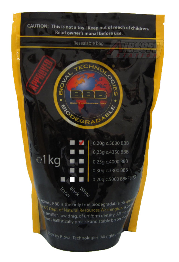 Bioval 0.20g Biodegradable Airsoft BBs, 5000 Ct