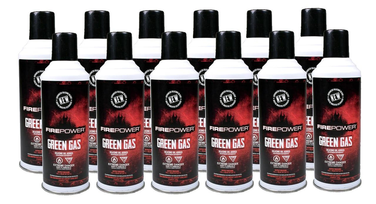 Case of 12 Firepower Airsoft Green Gas, 8oz Cans - GROUND SHIPPING ONL