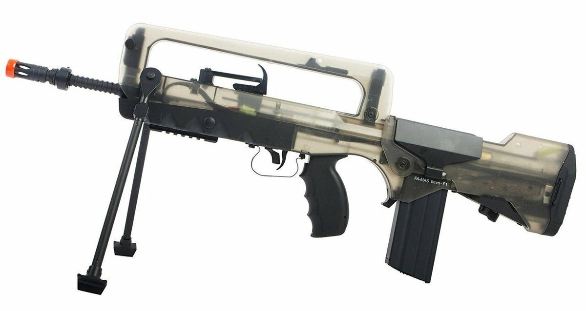 Cybergun FAMAS AEG Airsoft Rifle, Black/Clear