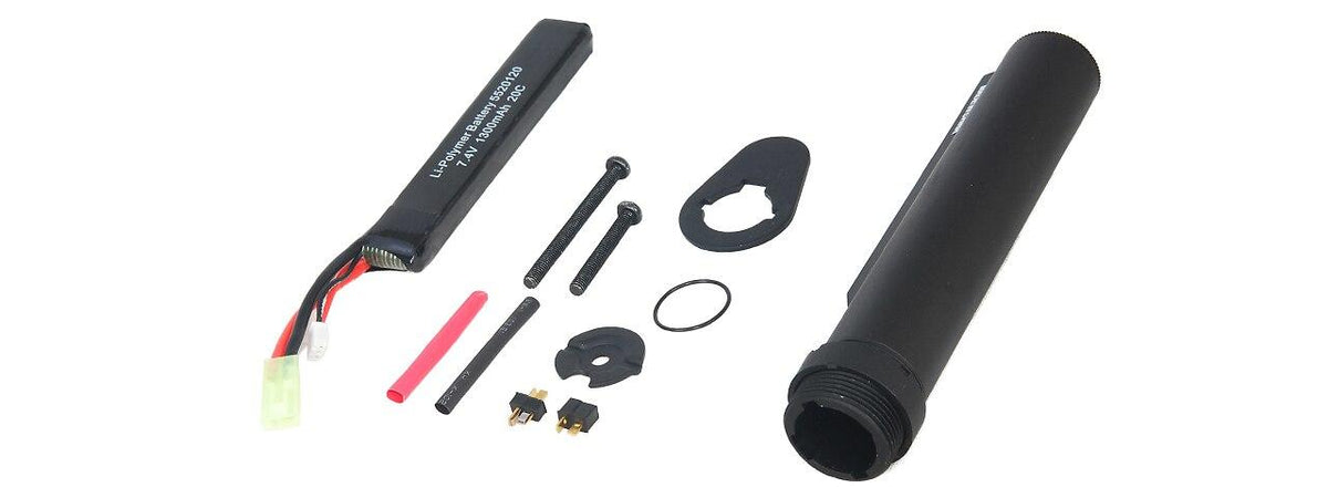 CYMA M4 Metal Buffer Tube w/ 7.4v 1300 mAh 20c LiPO Stick Battery & Lo