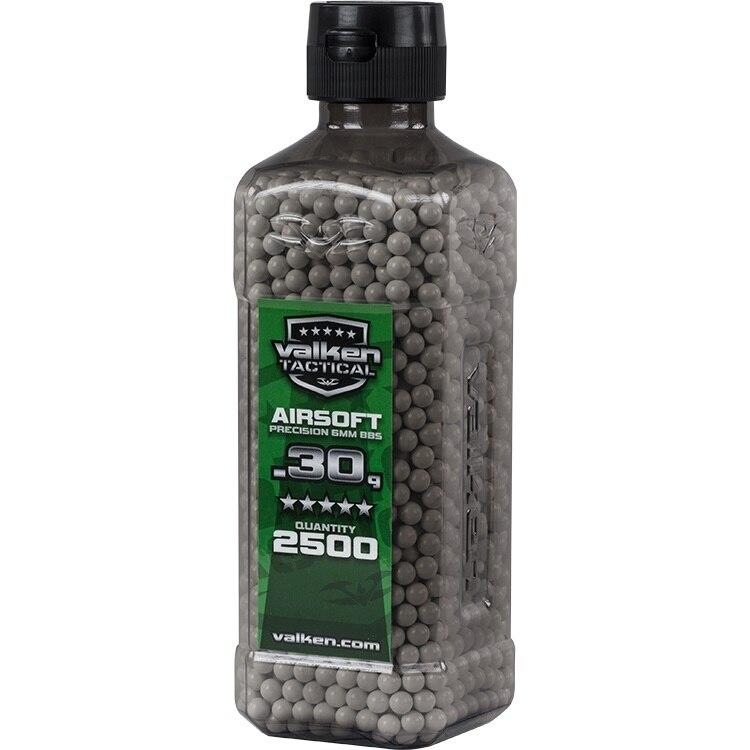 Valken Tactical 0.30g BBs, 2500 Rounds, Bottle, White