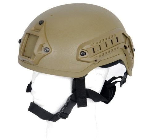 Lancer Tactical MICH 2001 NVG Helmet w/ Rails, Tan